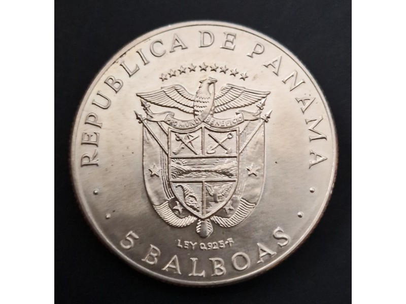 Panama 5 Balboas, 1970 Srebro (.925) 35.7 g