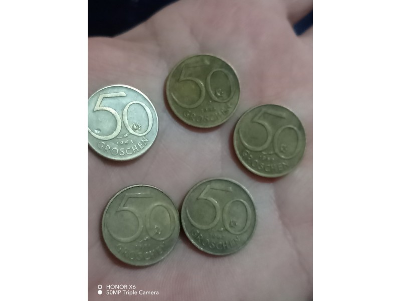 50 groša Austrija 5 komada