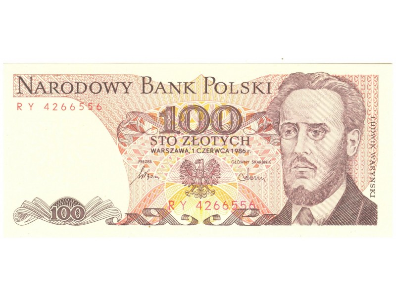 Poljska 100 zlota 1986 UNC