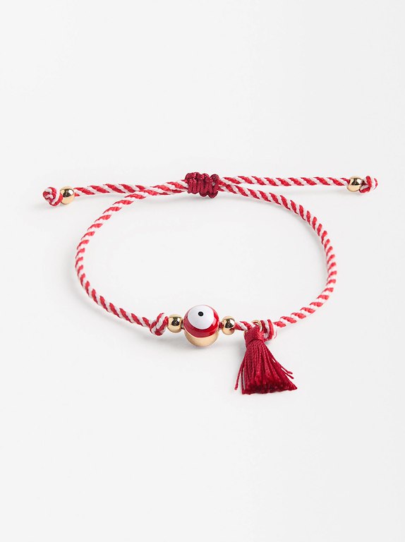 Adjustable bracelet with eye and pompom