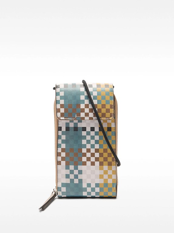 Squares-printed mobile phone pouch