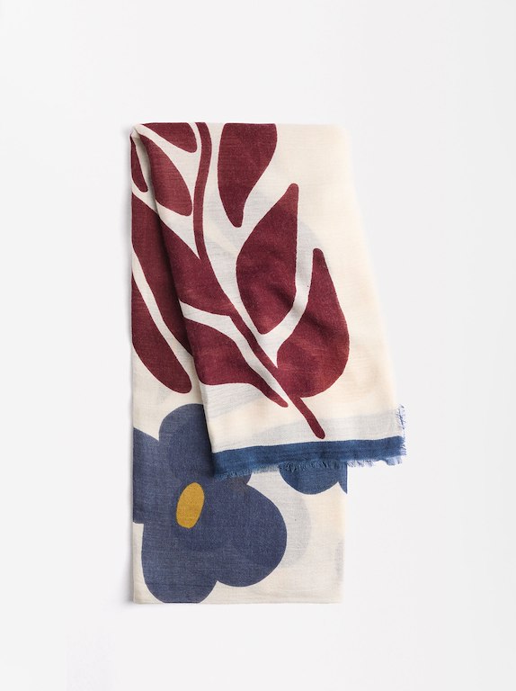 Printed scarf with wool