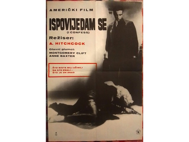 plakat ISPOVIJEDAM SE (Alfred Hitchcock)