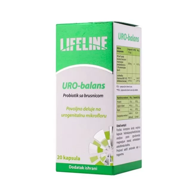 Lifeline URO-balans 250 mg 20 kapsula