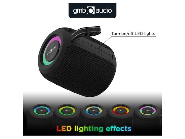 SPK-BT-LED-05-BK Gembird Portable Bluetooth RGB LED TWS speaker, 8W, BT, FM, USB, Handsfree, Black