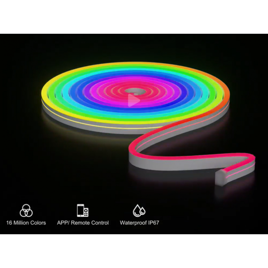 Set RGB Magic neon flex 3m 24V 6W IP67 BT+daljinski+APP Wi-Fi smart