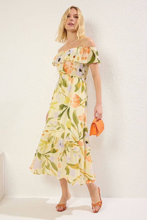 TRENDYOL MULTICOLORED FLORAL MAXI WOVEN DRESS