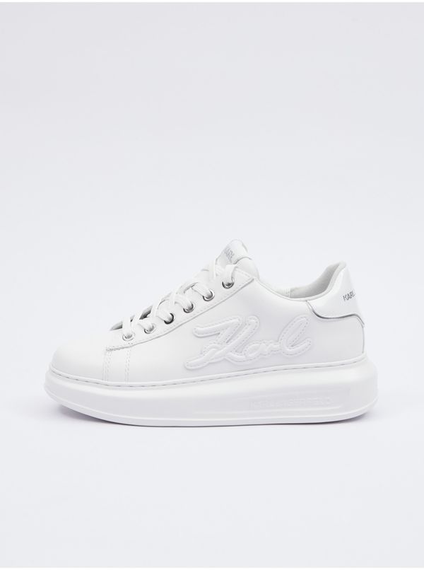 WHITE LEATHER WOMEN'S SNEAKERS KARL LAGERFELD - WOMEN'S