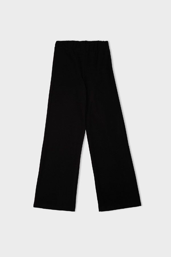 DEFACTO RELAX FIT ELASTIC WAIST THESSALONIKI FABRIC BASIC PLAIN KNIT BLACK TROUSERS