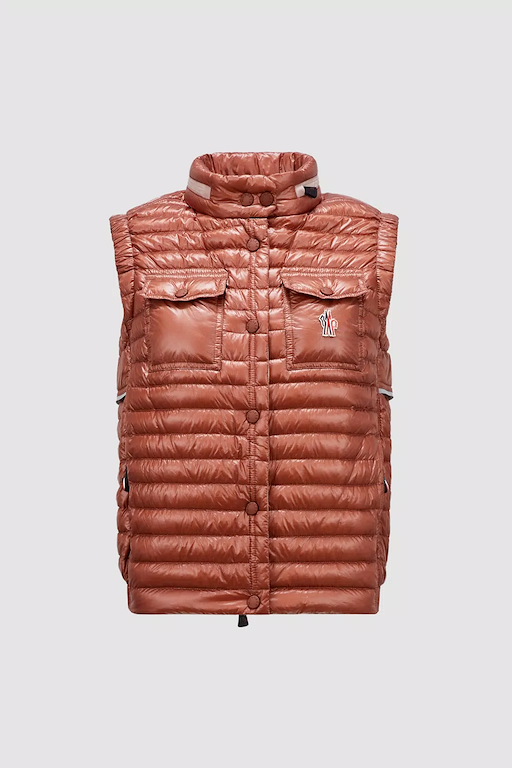 MONCLER ŽENSKI PRSLUK GUMIANE VEST 1A00014-539YL KARMIN