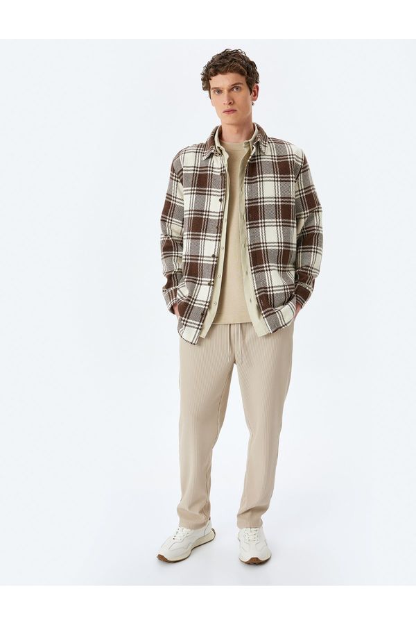 KOTON POCKET DETAILED JOGGER RIBBED TROUSERS WITH TIE WAIST