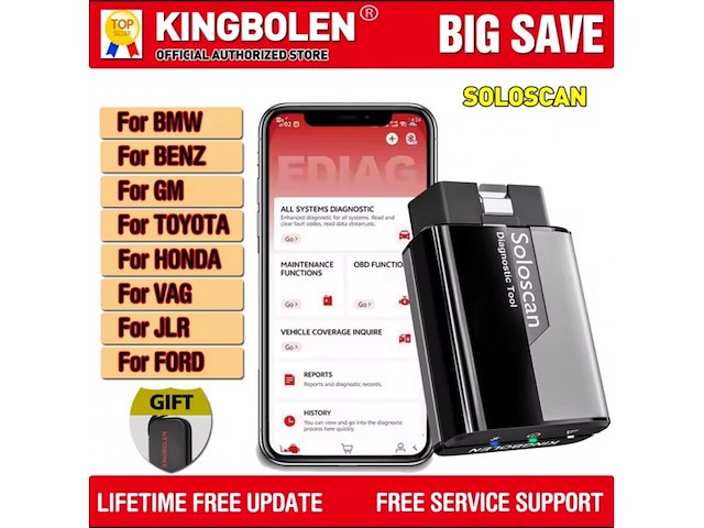 Novo - KINGBOLEN SOLOSCAN OBD2 Bluetooth 20+ Reseta + K