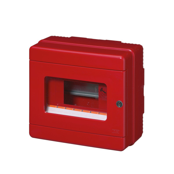 EC640 SURFACE ENCLOSURE 8 MOD.(1X8) +LOCK IP65 RED