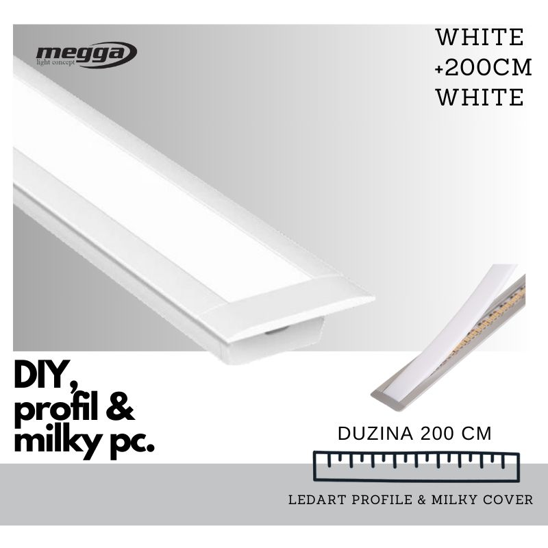 MEGGA, 2M LEDART-U WH ALUMINIJUMSKI PROFIL 13672-15 PC MILKY, 013672