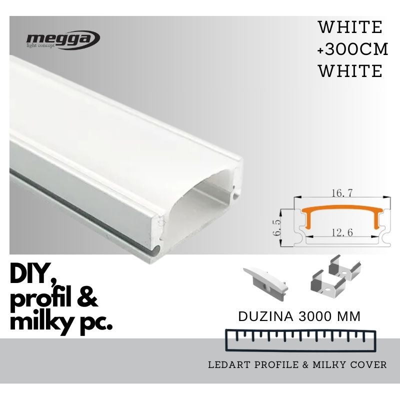 MEGGA, 3M LEDART-N WH ALUMINIJUMSKI PROFIL 300CM -17 PC MILKY, 013675