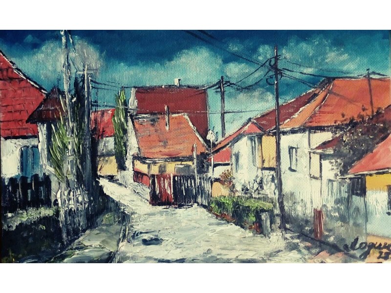 Vinogradarski put, ulje na lesonitu, 40x25cm, autor