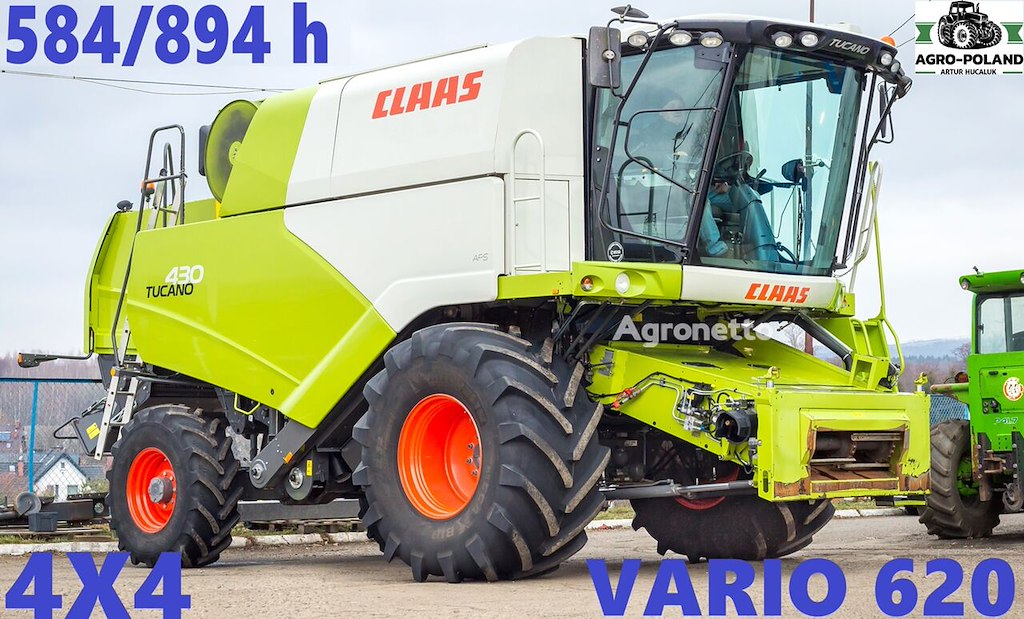 Claas TUCANO 430 - 2017 ROK - 584/894 h - 4X4 - 3D + VARIO 620 - 2019 kombajn za žito