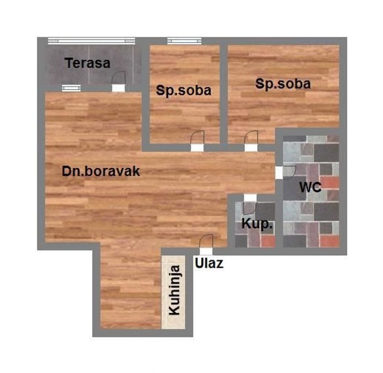 Trandzament, trosoban, 64m2