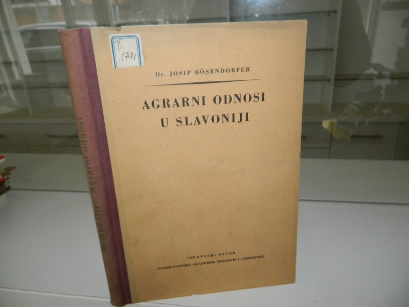 Agrarni odnosi u Slavoniji, Josip Bosendorfer