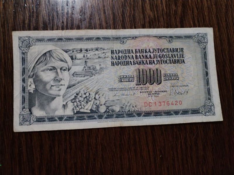 Jugoslavija 1000 dinara 1981