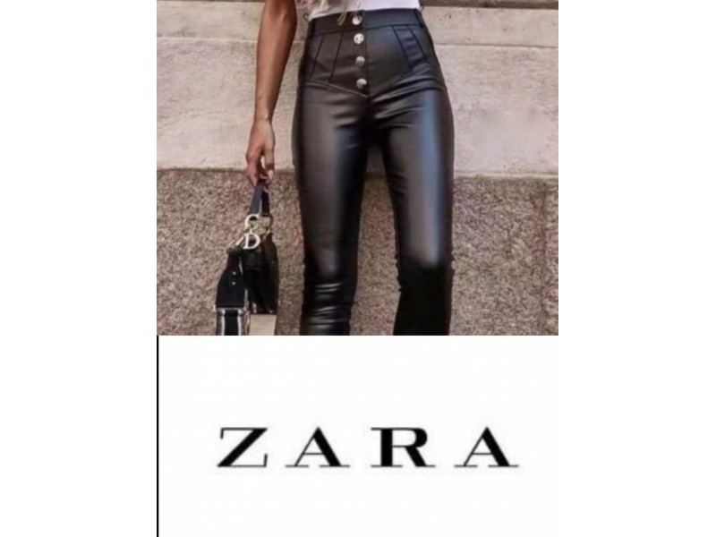 ZARA**kožne uske pantalone dublji model**S