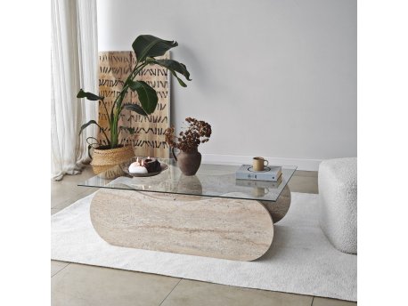 HANAH HOME Sto za dnevnu sobu Brise Travertine Transparent