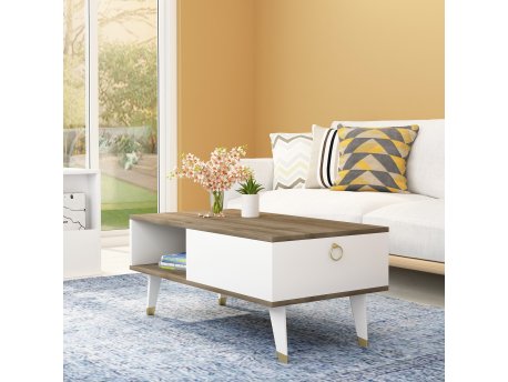 HANAH HOME Sto za dnevnu sobu Delux Walnut White