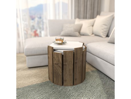 HANAH HOME Sto za dnevnu sobu Lori White Walnut