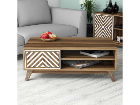 HANAH HOME Sto za dnevnu sobu Inci Walnut White