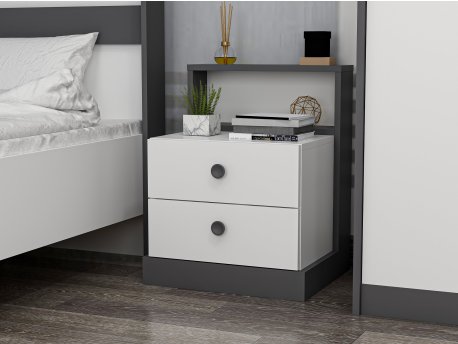 HANAH HOME Noćni stočić Life White Anthracite