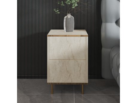 HANAH HOME Noćni stočić Imaj Travertine Gold