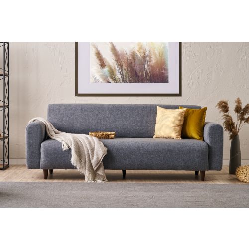 Noya Linen - Grey Grey 3-Seat Sofa