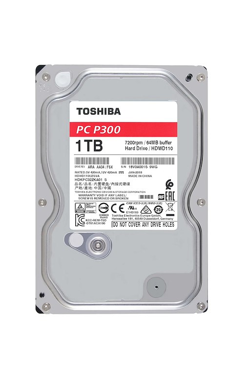 TOSHIBA Hard disk P300, 1TB, 3.5", SATA III, 64MB, 7200 RPM