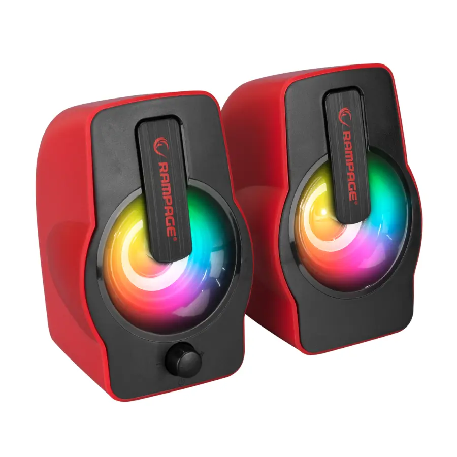 Rampage Speakers 2.0 gaming RMS-G7 FALSETTO, 6V, RGB LED, 3.5mm + USB napaјanje, crveno