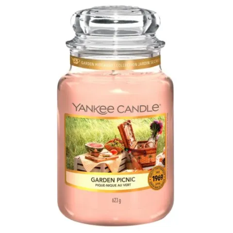 Garden Picnic - Yankee Candle mirisna sveća L (kajsija, nektarina, kruška)