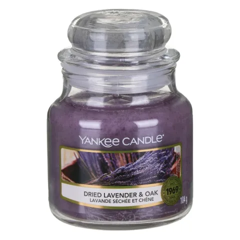 Mirisna sveća u tegli S - Dried Lavender and Oak (lavanda, hrastovo lišće, mahovina)