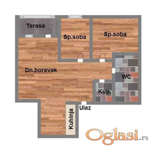 Trandzament, trosoban,64m2