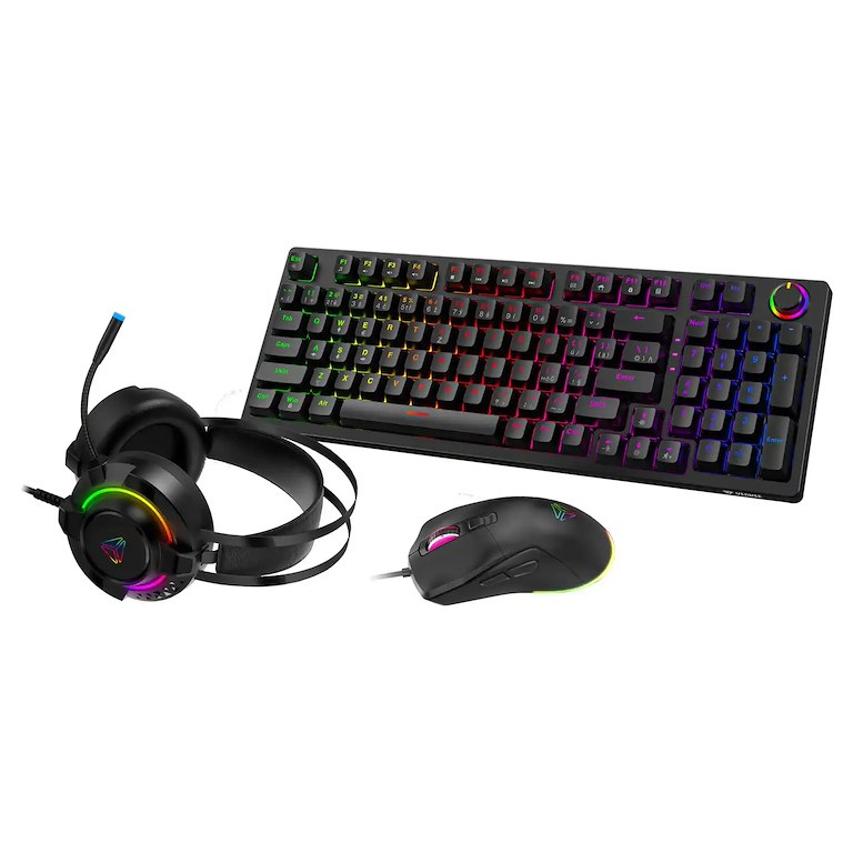 Yenkee Mehanička tastatura + Miš + Slušalice Gaming komplet YGS 03, 4200DPI, Crna