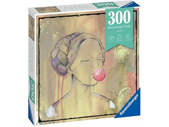 Ravensburger Puzzle moment Pazle za odrasle 300 delova - Devojka i balon od žvake 12966