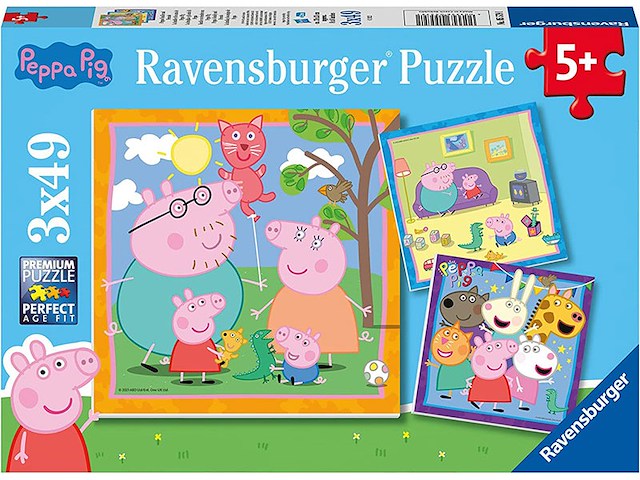 Pepa Prase Puzzle slagalica 3x49 delova Ravensburger 05579