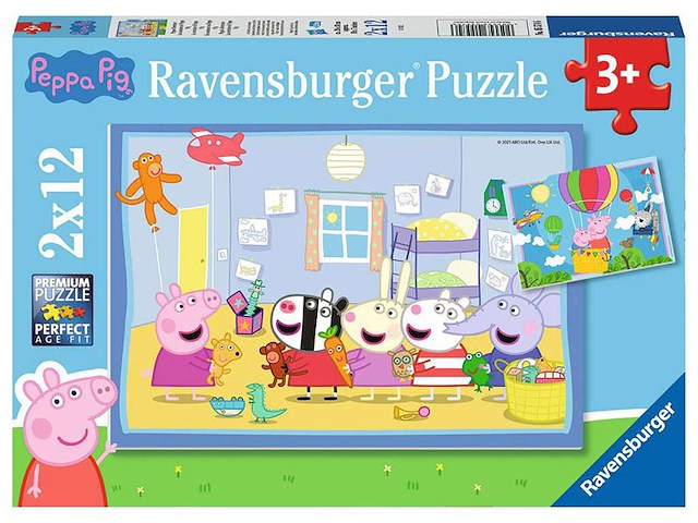 Avanture Pepe Prase Puzzle slagalice 2x12 delova Ravensburger 05574