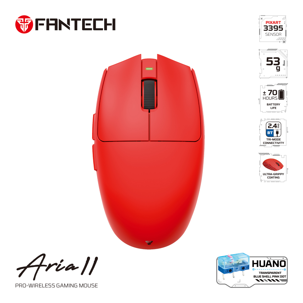 Mis Wireless Gaming Fantech XD7V2 Aria II crveni