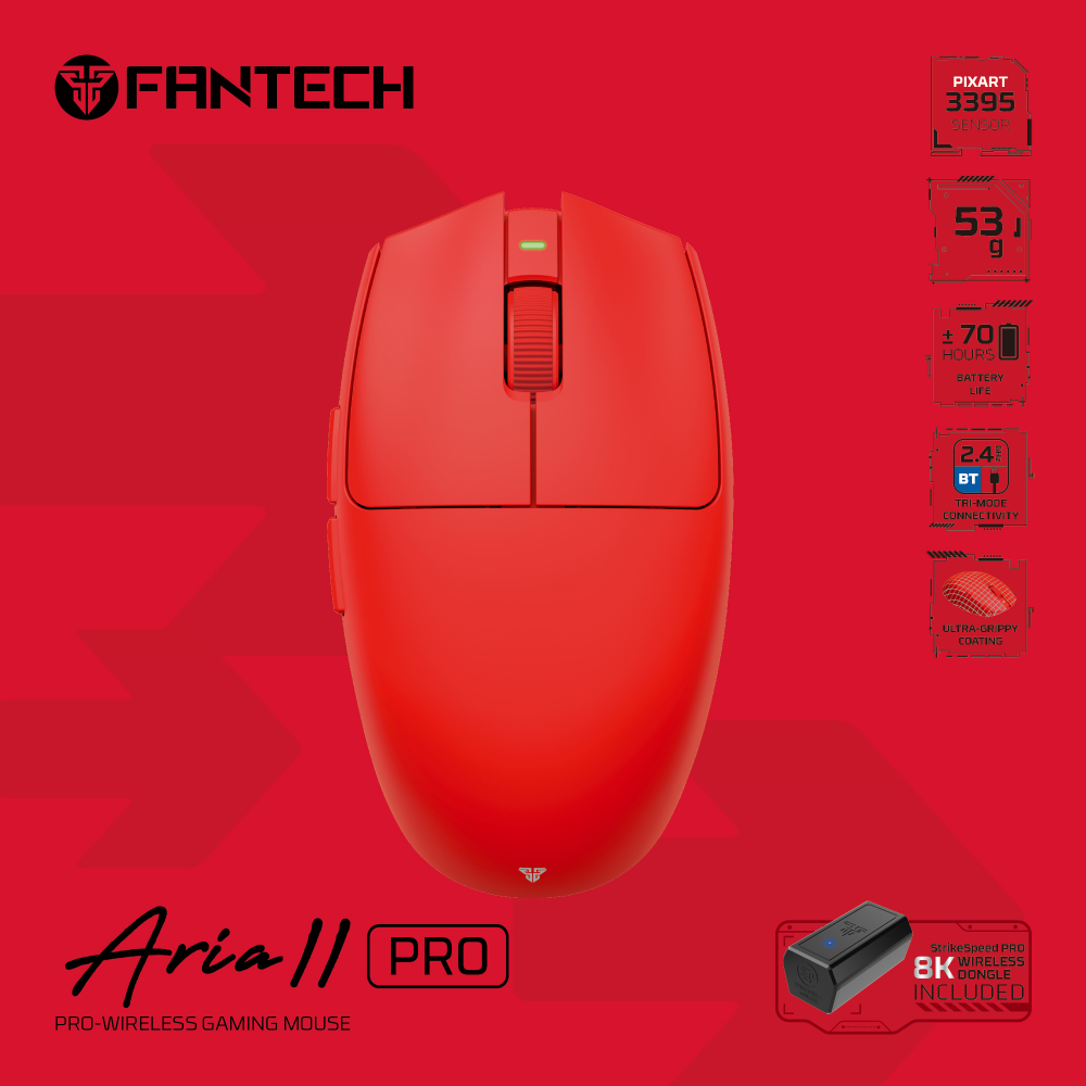 Mis Wireless Gaming Fantech XD7V2P Aria II PRO crveni