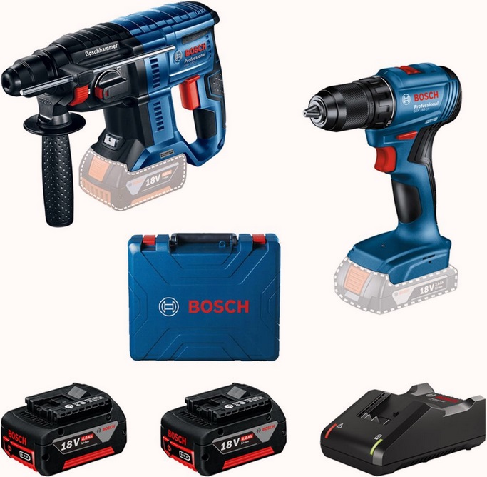 Bosch akumulatorski set GSR 185-Li + Bosch GBH 180-LI; 18V; 2x4,0 Ah (0615990N20)