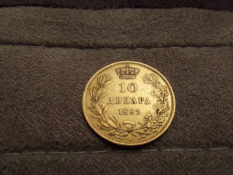 10 DINARA 1882 JAKO LEP SRPSKI ZLATNIK 3.22 GR