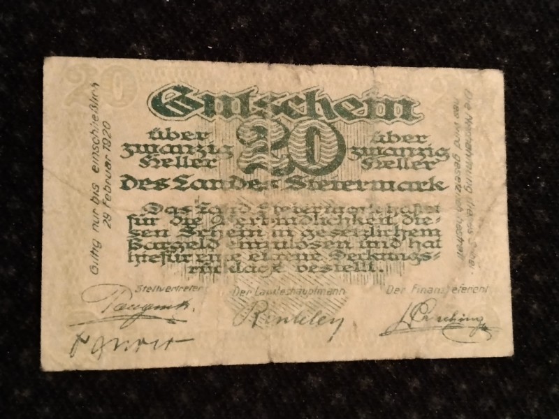 20 helera 1920 austrija gradski novac