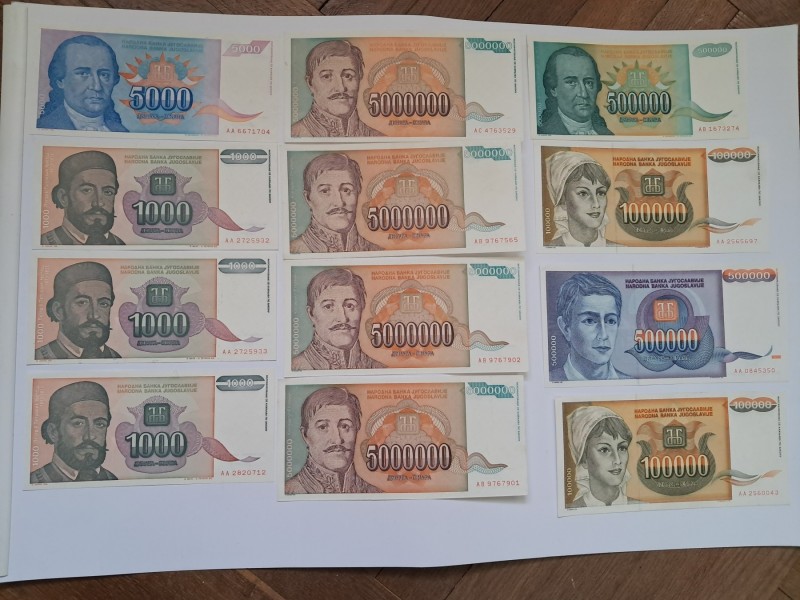 UNC NOVČANICE INFLACIJA LOT 1