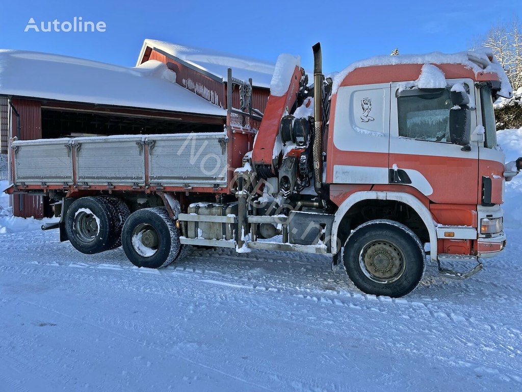 Scania P124 *4x4 AWD / 6x4 *DUMPER 3-way + crane PK24500 / WINCH *TOP C kamion s ravnom platformom