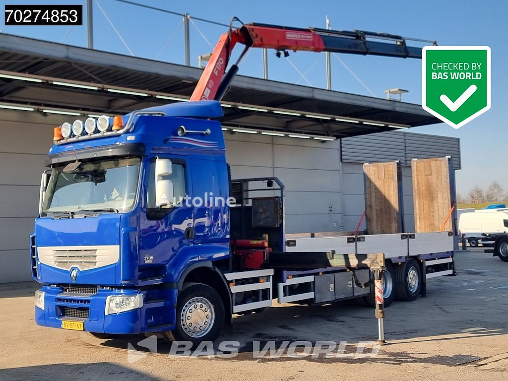 Renault Premium 370 6X2 NL-Truck Fassi F170.A Kran Hydraulic Ramps Lift+ kamion s ravnom platformom