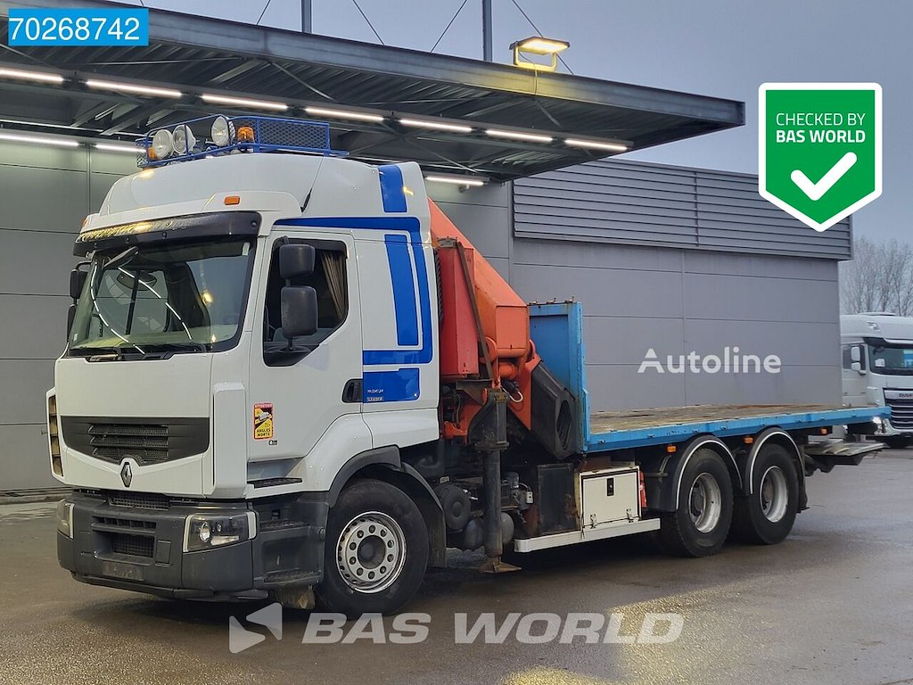 Renault Premium 450 6X4 Palfinger PK54000 E Kran Crane Retarder Steelsus kamion s ravnom platformom